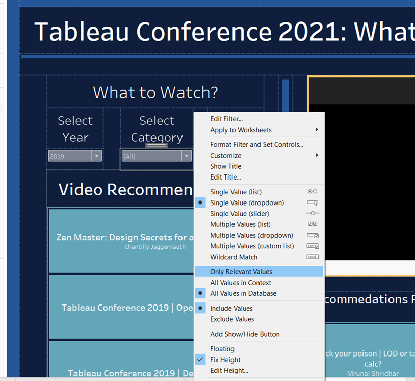 The Data School Tableau How To Show Only Relevant Values Filter