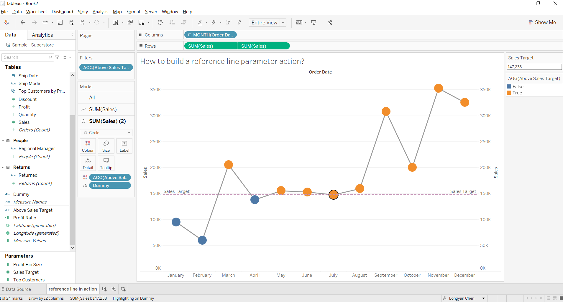 How to Build Reference Line Parameter Action - The Data School