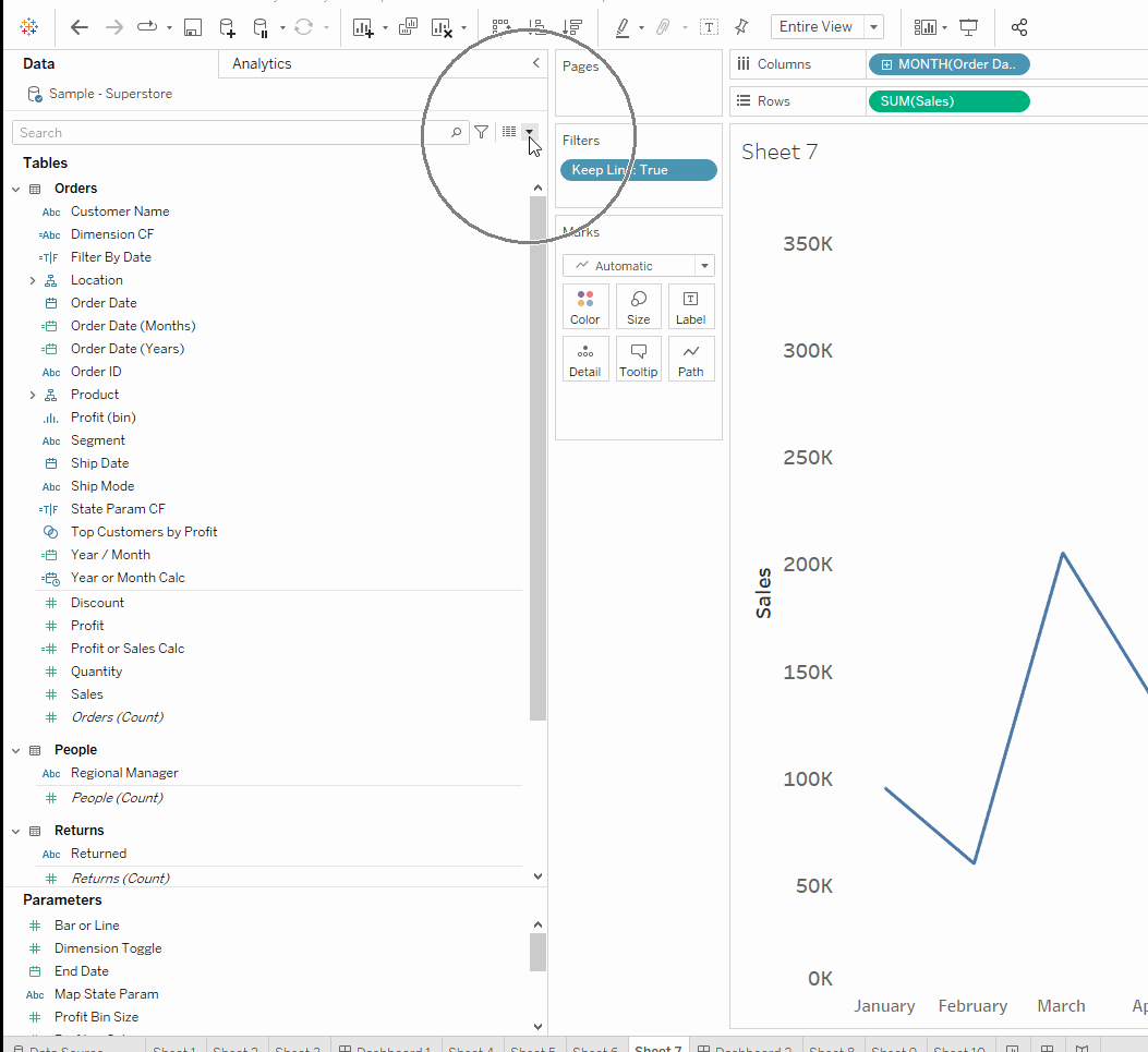 The Data School How To Switch Between Multiple Charts With Parameters