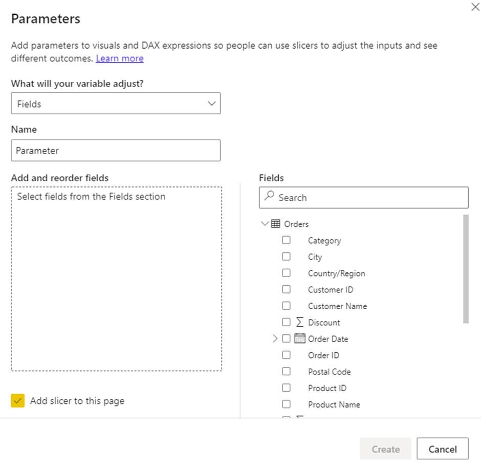 The Data School Can t See The Option To Create A Field Parameter In