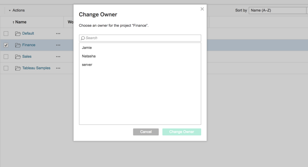 Can you own a project on Tableau Server? - The Data School