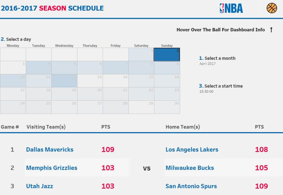 Dashboard Week Day 1: NBA Season Schedule - The Data School