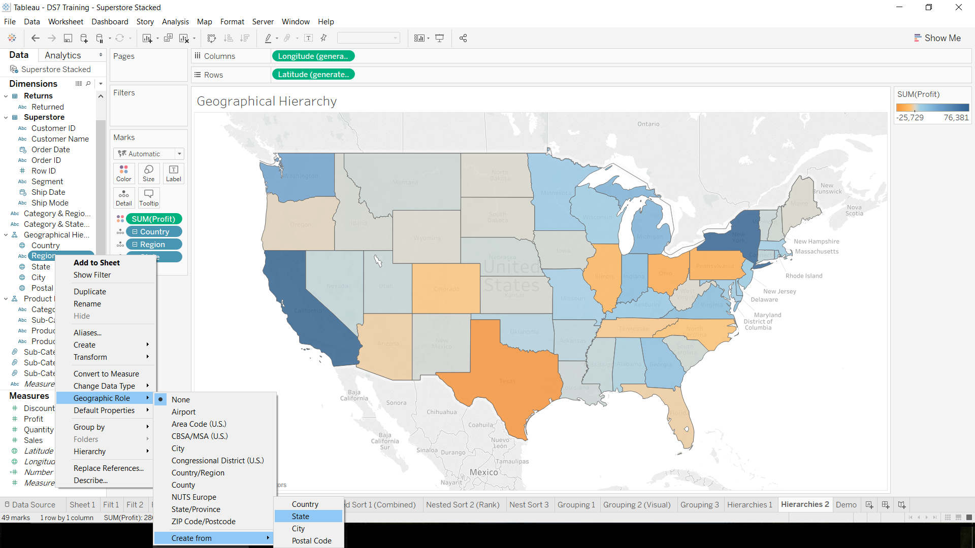 The Data School - Hierarchies and Creating Geographical Roles