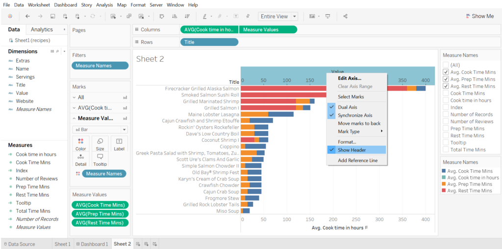 The Data School - How to create a stacked bar chart from multiple fields