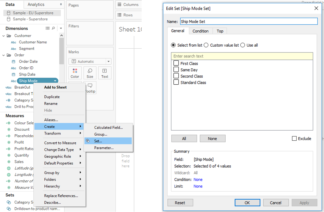 The Data School - Tableau Tip: Splitting the view using Set Actions