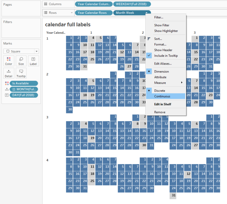 Tableau Tip: Calendar View (Part 4)