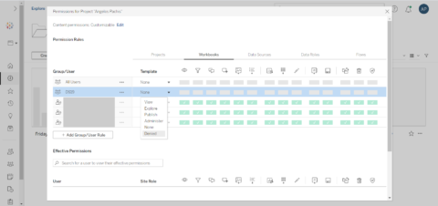 Tableau Server : Applying Permission Rules to a project and its ...