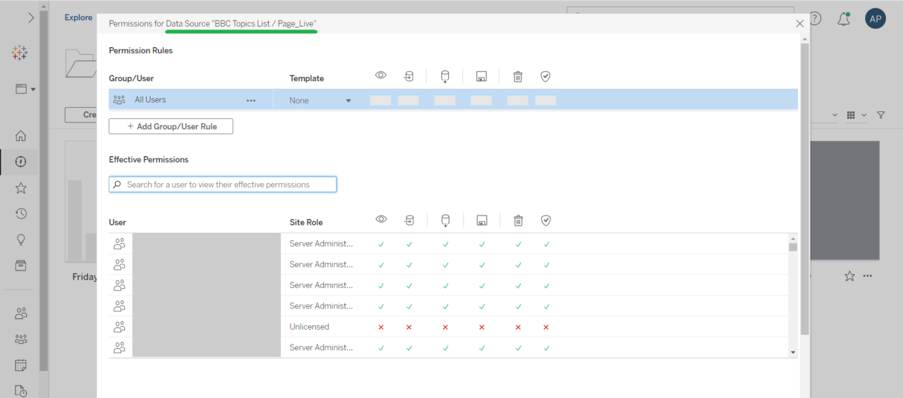 Tableau Server : Applying Permission Rules to a project and its ...