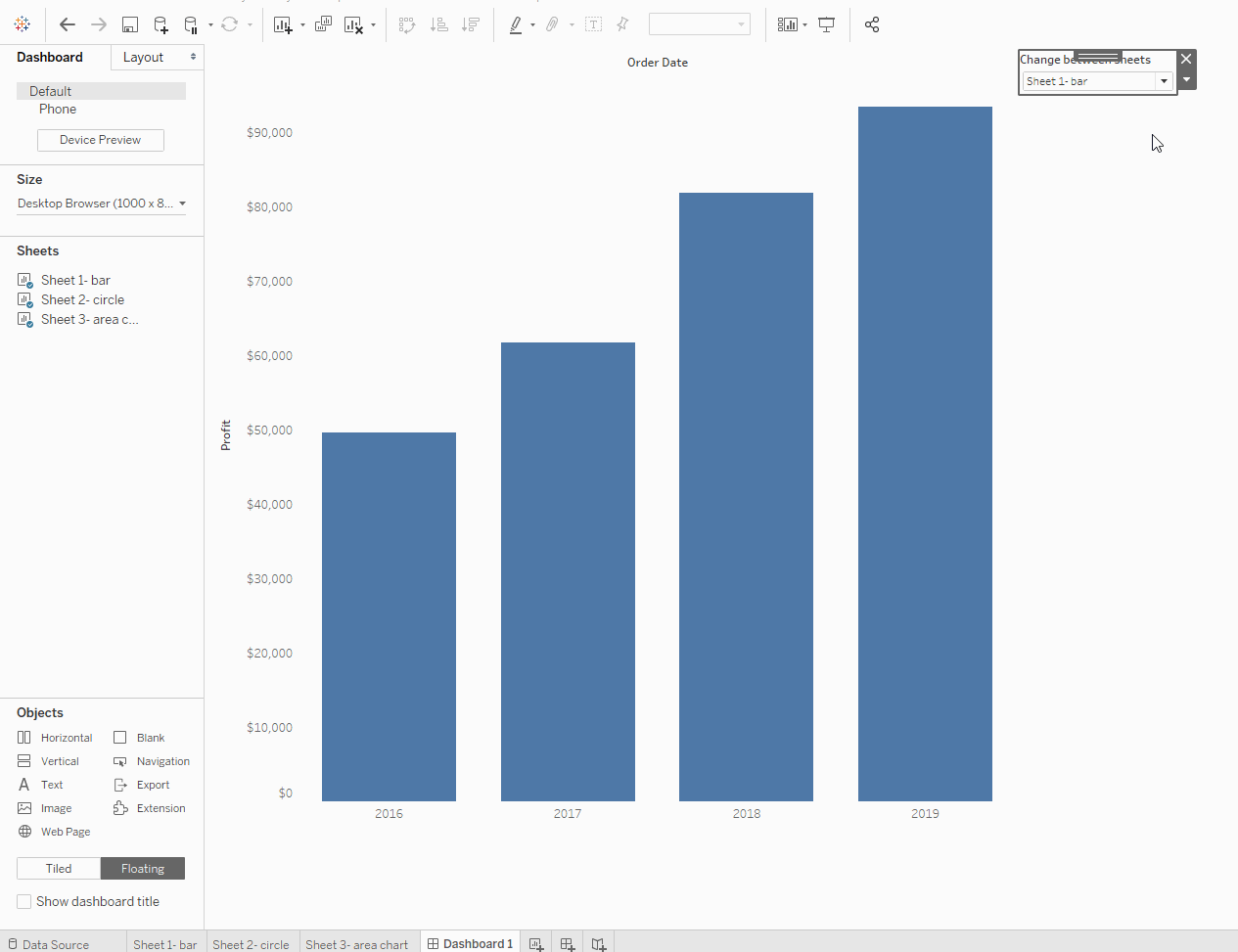 How To Switch Between Different Charts And Graphs On A Tableau Dashboard The Data School
