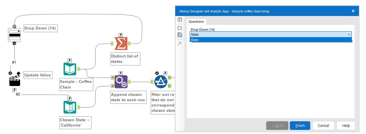 How to input data set values into an Alteryx drop-down menu - The Data School