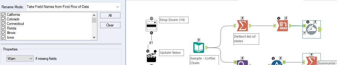 How To Input Data Set Values Into An Alteryx Drop Down Menu The Data 8552